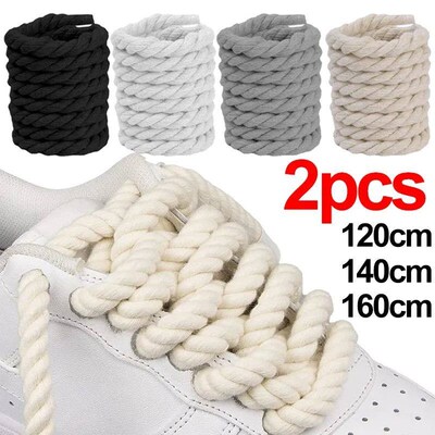 2pcs Bold Cotton Linen Twist Weave Shoelaces Wood Rope Laces
