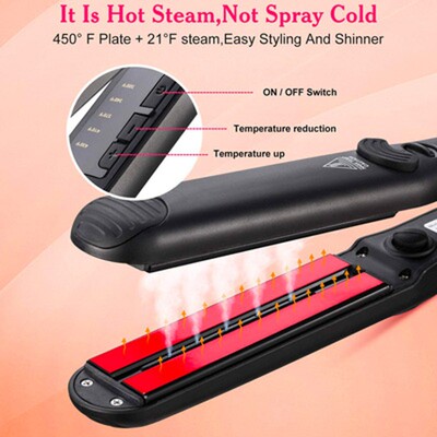 Professional Argan Oil Steam Hair Straightener Flat Iron In