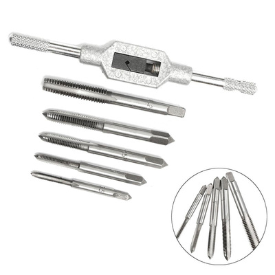 5pcs HSS Thread Metric Plug Tap Tool Set M3-M8 with Wrench