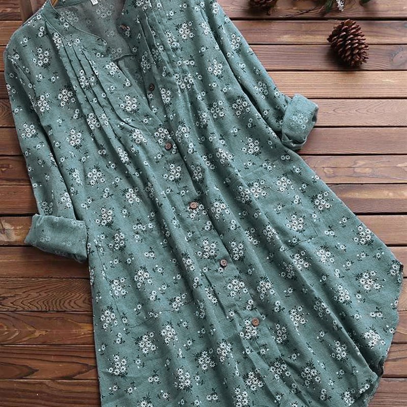 M-5XL Plus Size Women Shirt 2023 Summer Long Sleeve Floral P