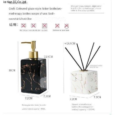 Light luxury marbled ceramic manual soap dispenser lotion
