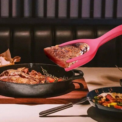 2 in 1 Nylon Grip Flip Tongs with Egg Spatula And Steak Turn
