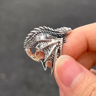 Dragon Rings Gothic Punk Style Pterosaur Wings Opening Adjus