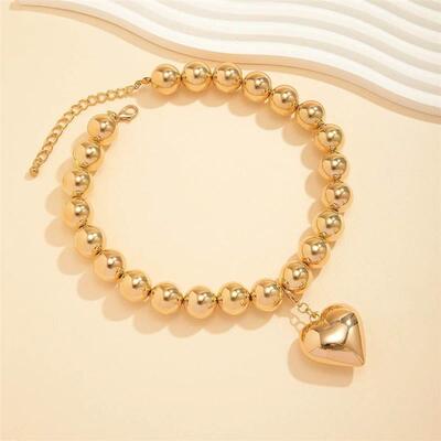 thewangs stuBig B Ball Beaded Chain and Heart Pendant Ne