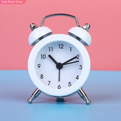 Cute Mini Metal Round Alarm Clock Desk Table Electronic Digi