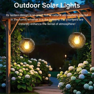 Outdoor Solar Iron Lantern Led Solar Lights Waterproof Decor
