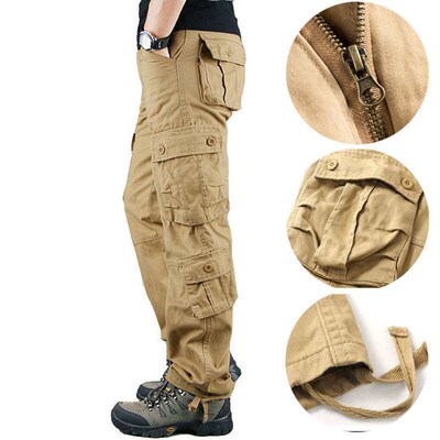 Multi-Pocket Overalls Mens Casual Pants Outdoor Wear-Resist