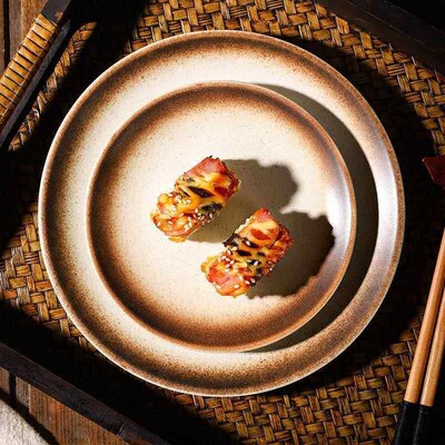 Japanese Kiln Glazed Blue Ceramic Plate Dish Tableware Serie