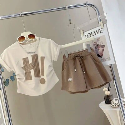 Girls Clothes Sets 2024 Summer Children Short-sleeved Suit T
