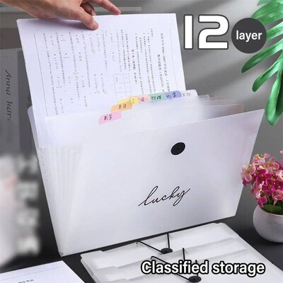 A4 5/8/12 Pockets File Folder Test Paper Storage Folder Wate
