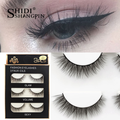 SHIDISHANGPIN 3 pairs mink eyelashes natural fake eye