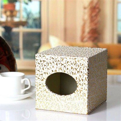 Tissue Box Holder Case Cover Square Carved Pattern