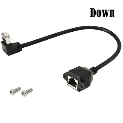 RJ45 Network Extension Cable w Screw Hole 90 Bent Fixed Ear