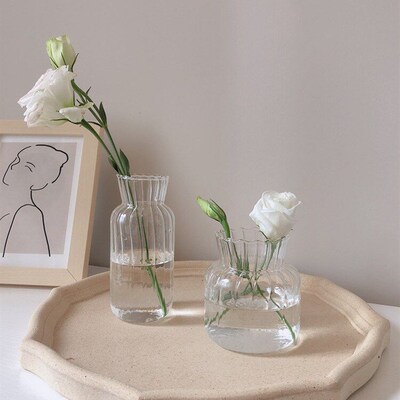 Transparent glass ins style Japanese floret bottle water