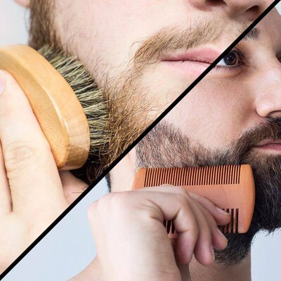 Mens Shaving Brush Set Boar Bristle Portable Barber Natural