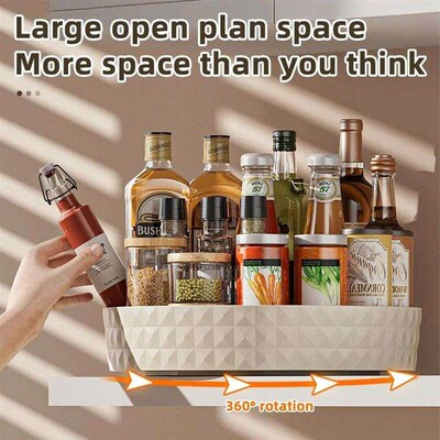 Kitchen Storage Spice Rack 360 Degree Rotation Cabinet Stora
