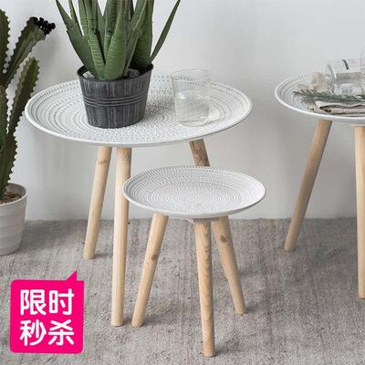 Creative Round Nordic Wood Coffee Table Bed Sofa Side Table