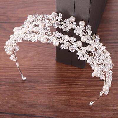 White Pearl Bridal Hairbands Tiaras Wedding Crown Headband F