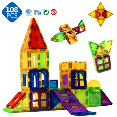 108pcs Big Size Magnetic Tiles 3D Constructor Building Block