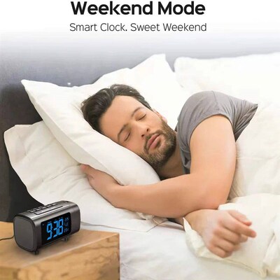 Digital Projection Alarm Clock for Bedroom, Radio Alarm Cloc