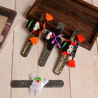 New Halloween glitter glowing pumpkin bat ghost patting rin