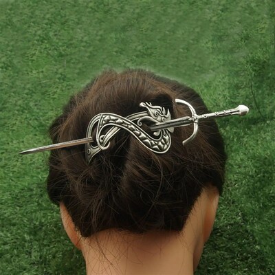 Retro Viking Celtic Dragon Hairpin Sword Hair  For Women Jew