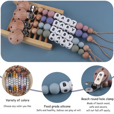 Personlized Baby Name Natural Silicone Teether Beads Newborn