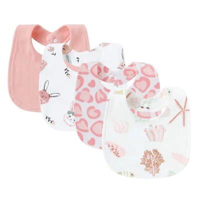 4Pc/Set Baby Bibs Burp Clothes Cartoon Newborn Saliva