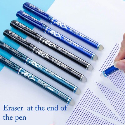 12PCS Erasable Gel Pen Blue Black Red Ink 0.5 0.38mm Washabl