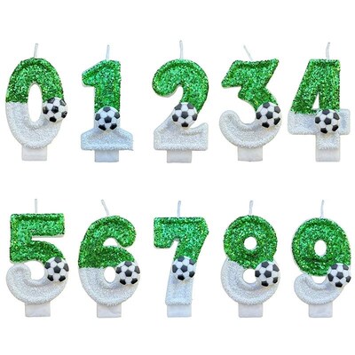 1PC Happy Birthday Football Candles Cake Soccer Candles Numb