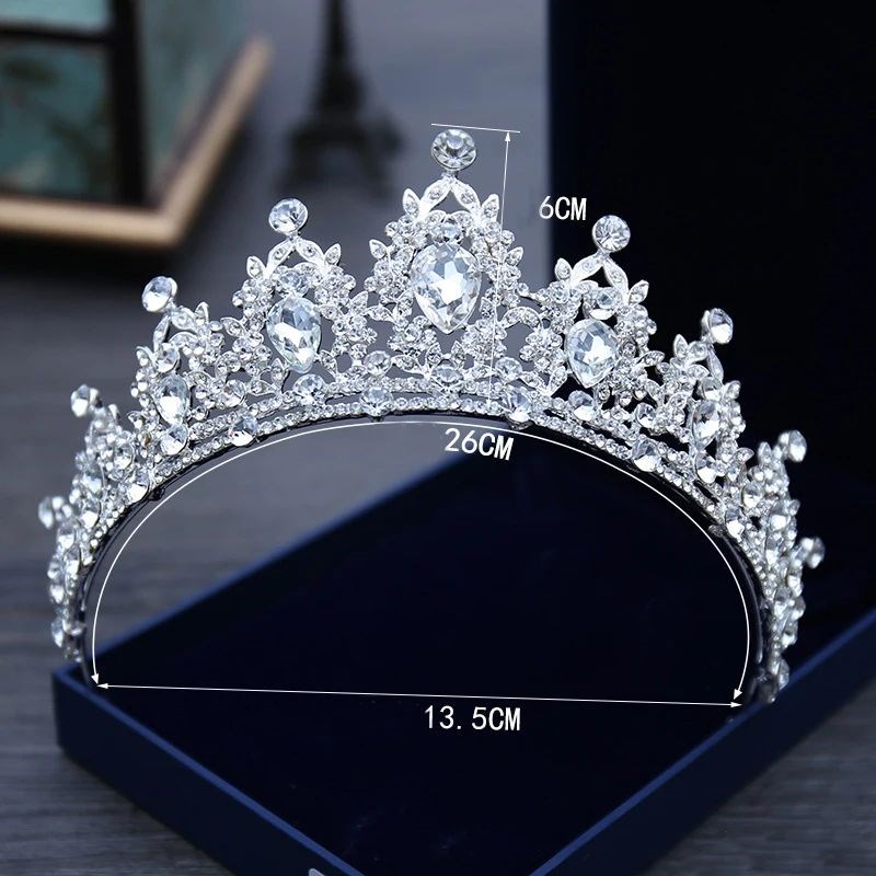 Wedding Hair Tiara Crystal Bridal Tiara Crown Silver Color D
