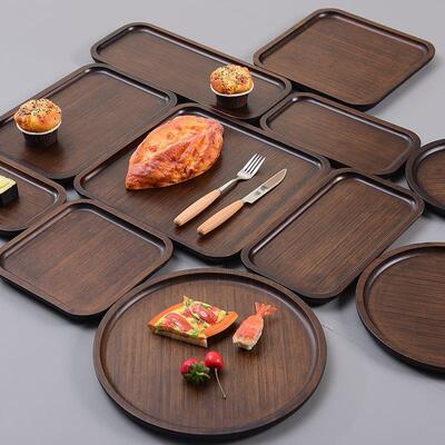 solid wood pizza dish wooden tray steak plate western牛排盘