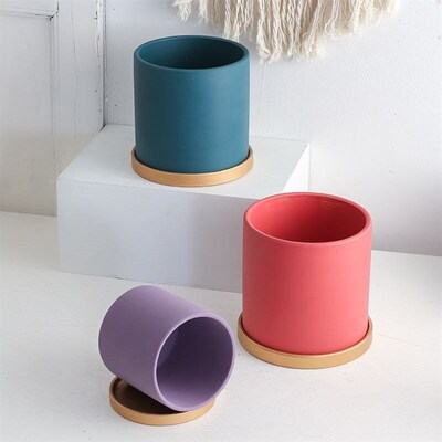 Nordic ceramic flowerpot marBbled ins Round flower pot 花盆