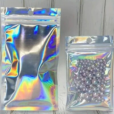 100-piece holographic bag, multi-size laser rainbow pattern