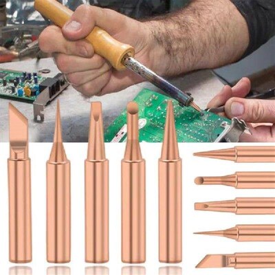 5/10pcs Copper T Soldering Iron Tip Set Electric Soldering