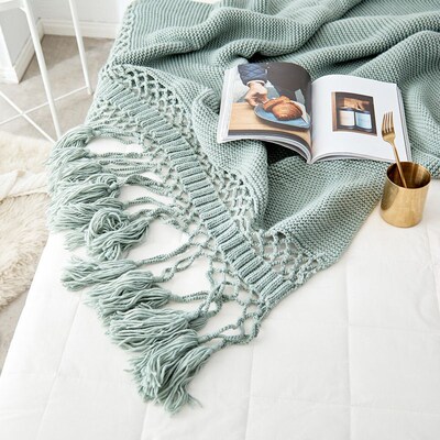 Blankets for Beds Hand-knitted Sofa Blanket Photo Props  Tas