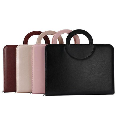 A4 Portfolio Folder With Handles Women Business Briefcase Pu
