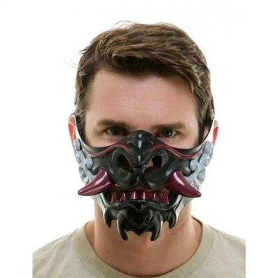 Half Face Japanee Mak Halloween Evil Devil Party Mak Toy Dem