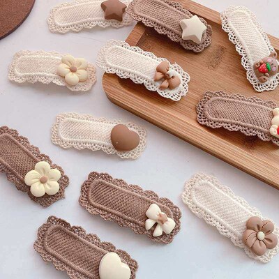 2 Cute Milk Tea Color Wool Knitted Childrens Ba Clip All-ma