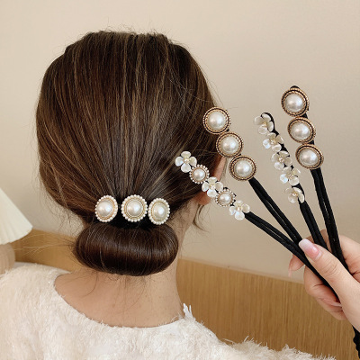 Elegant Fashion Flower Pearl Hairpin Bun Maker Twist Headban