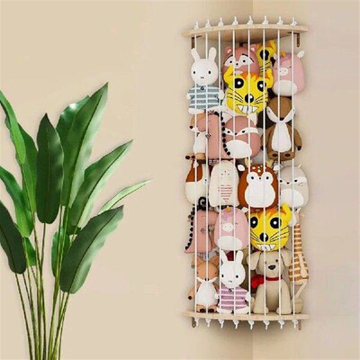 Wood Stuffed Animal Holder with Led Light and Adjustable