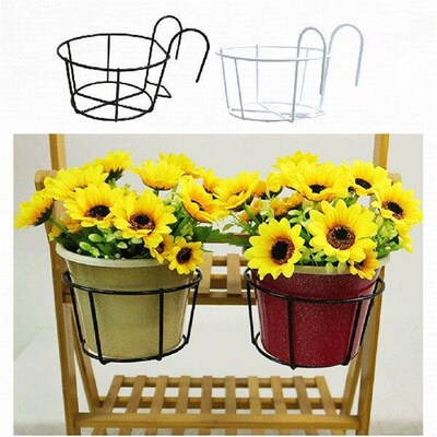 5 Pieces Iron Railing Flower Rack Place Hanging Basket Rail