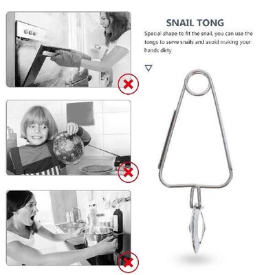 2 Pcs Items Stainless Steel Meal Tongs Pasta Snail