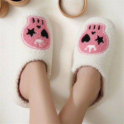 Halloween Skeleton Plush Slippers Closed Toe Slippers