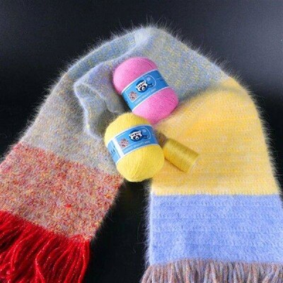 2 Pcs Long Plush Mink Natural Kniting Picks Wool Worsted