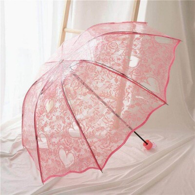 Clear plastic umbrella Folding umbrella雨伞小清新加厚伞