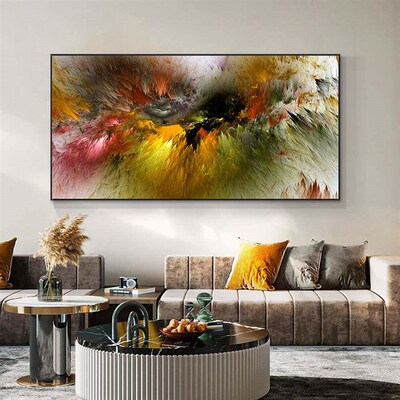Grey Yellow Cloud Abstract Art Oil Painting Posters And Prin