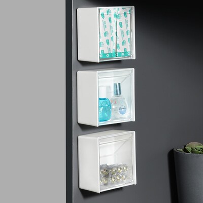 Wall Mounted Flip Storage Box Punch-Free Transparent Adhesiv