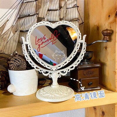 Double sided makeup mirror dormitory rotating princess