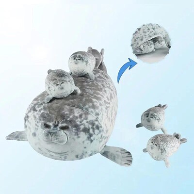 40cm Mother and son Seal five-piece plush toy Seal zipper to